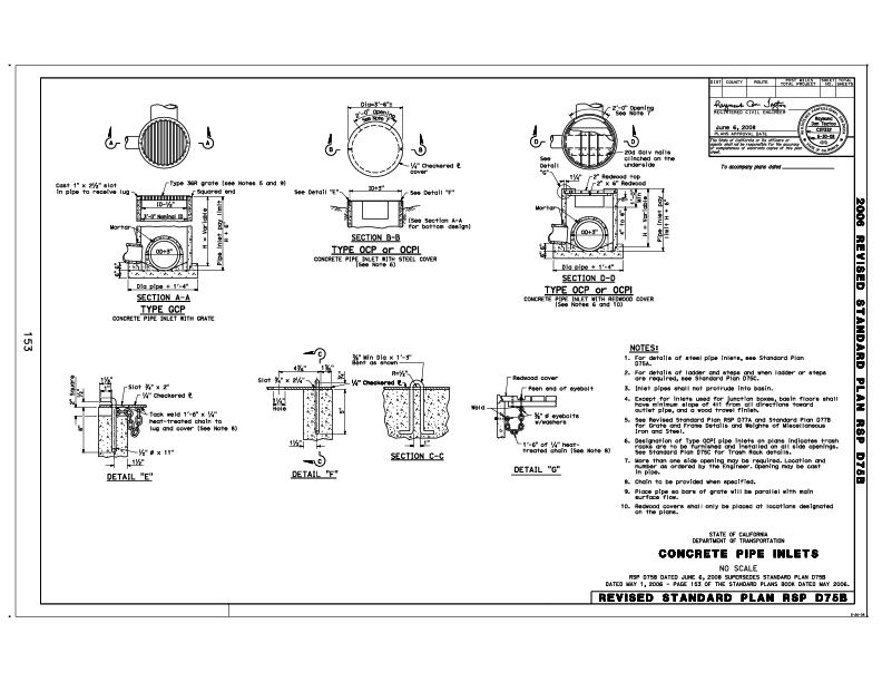 D75B Concrete Pipe Inlets | Long Beach Iron Works