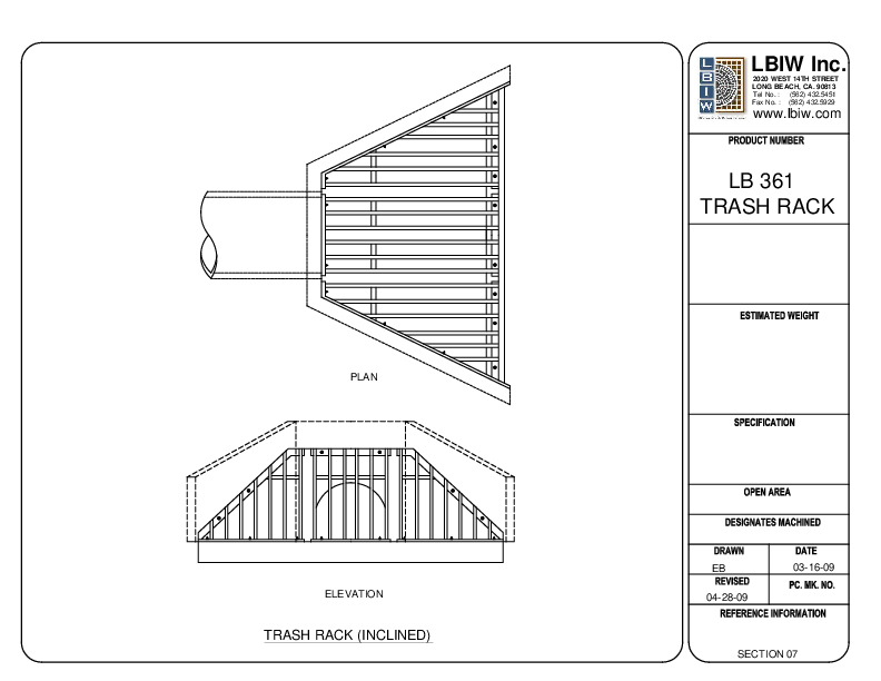 Trash Rack (Inclined) 361-2 | Long Beach Iron Works