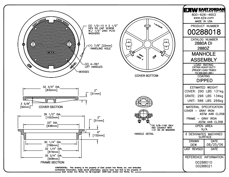 EJ 2880A DI 2880Z MH FC ASSEMBLY | Long Beach Iron Works