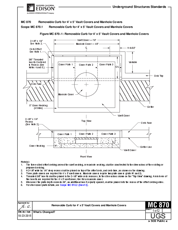 SCE MC 870 REMOVABLE VAULT AND MANHOLE COVER | Long Beach Iron Works